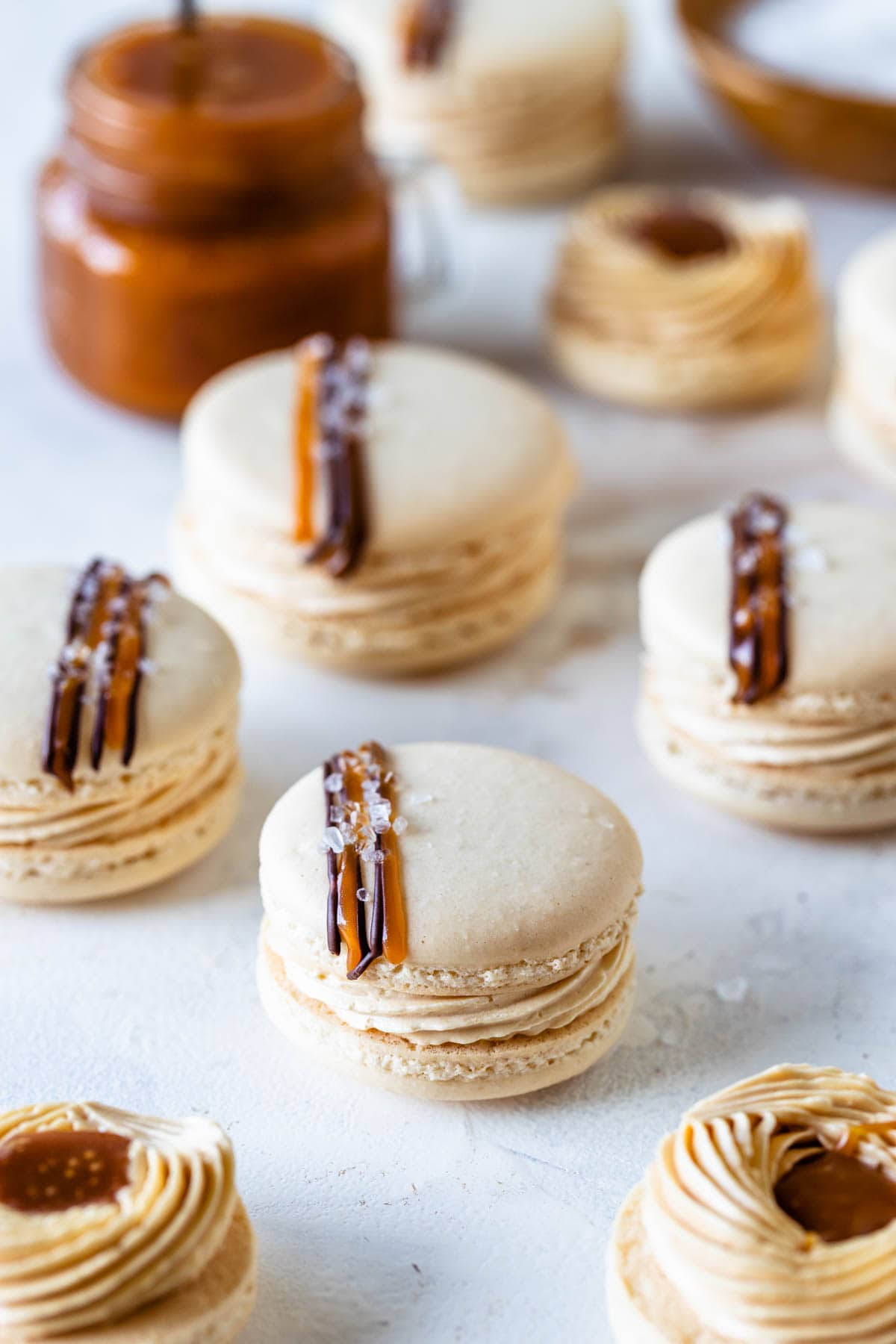 Salted Caramel Macarons - Pies and Tacos