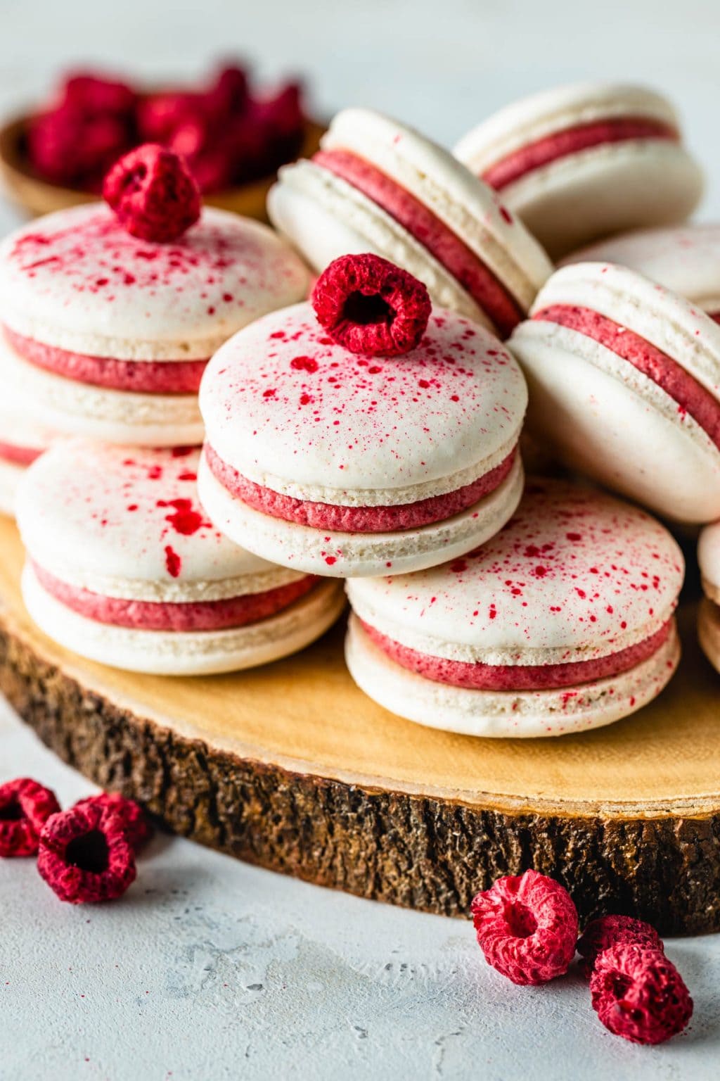 Vegan Raspberry Macarons - Pies and Tacos