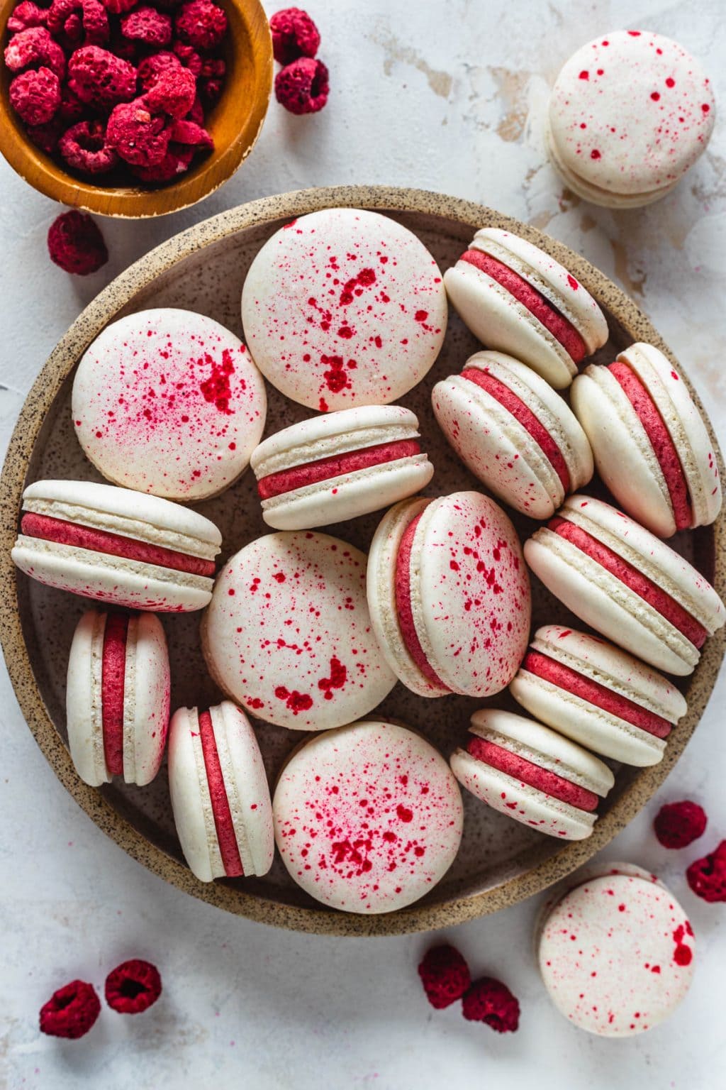 Vegan Raspberry Macarons - Pies and Tacos