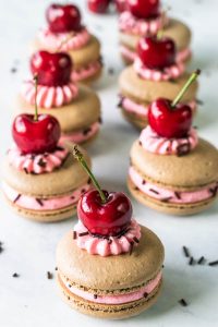 Cherry Macarons - Pies and Tacos