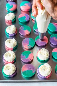 Multi-colored macaron shells (from one batch of macarons) - Pies and Tacos