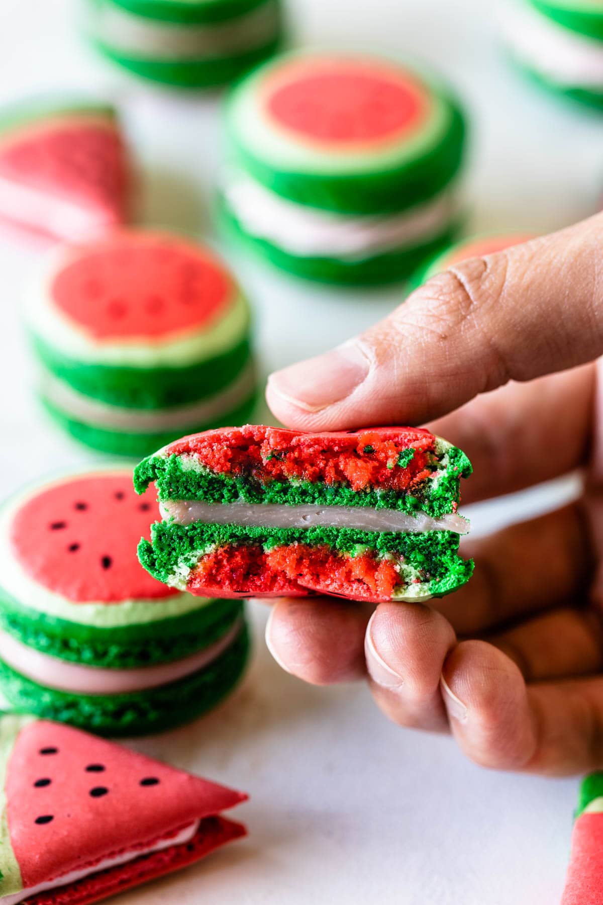 Watermelon Macarons - Pies and Tacos