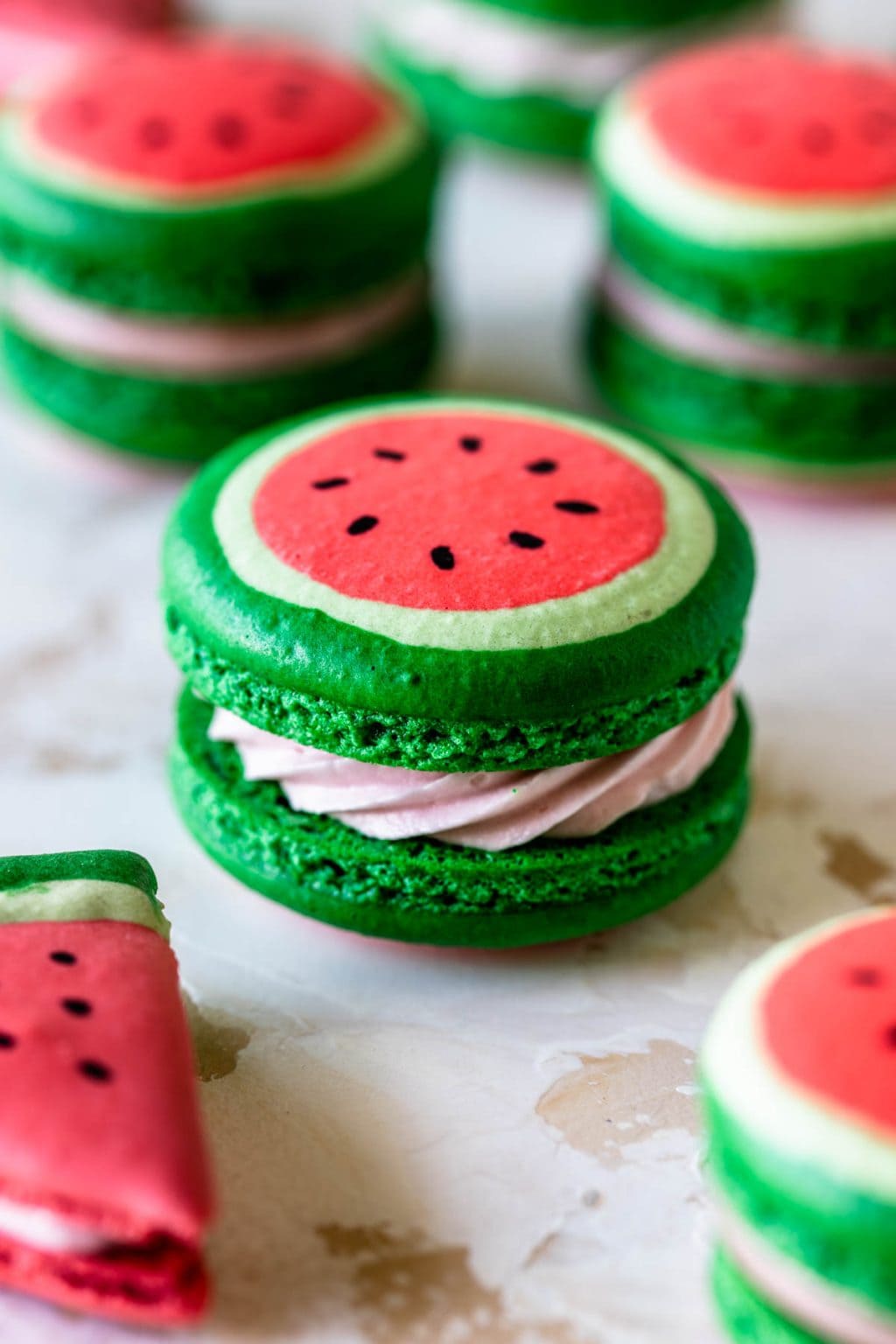 Watermelon Macarons - Pies and Tacos