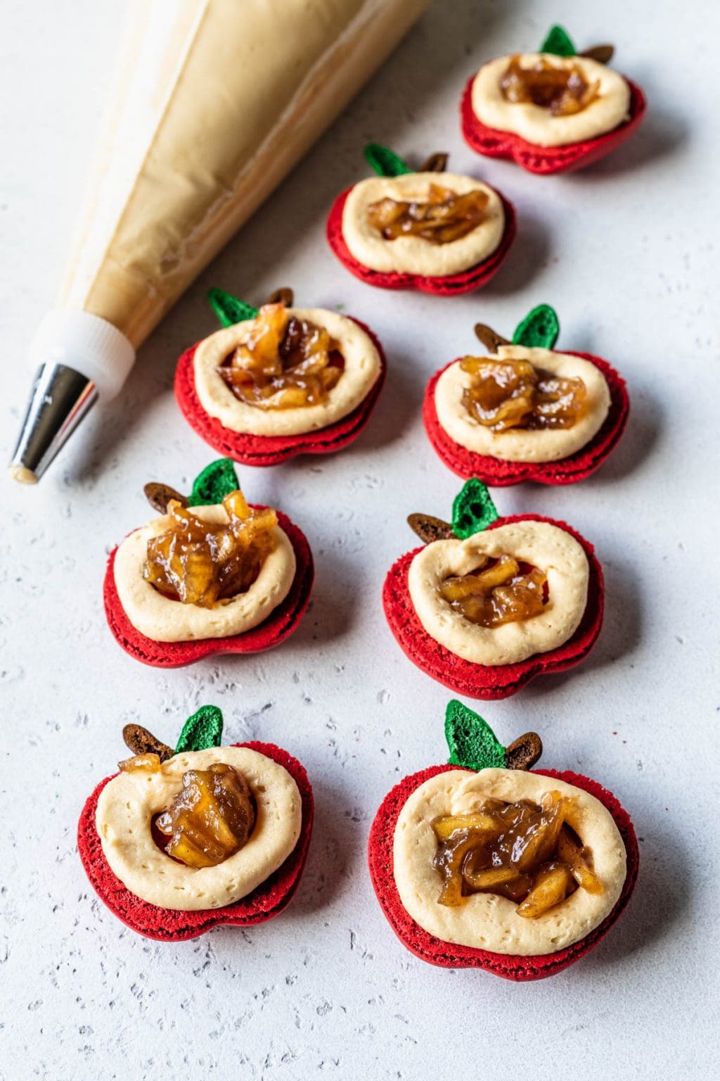 Caramel Apple Macarons - Pies and Tacos