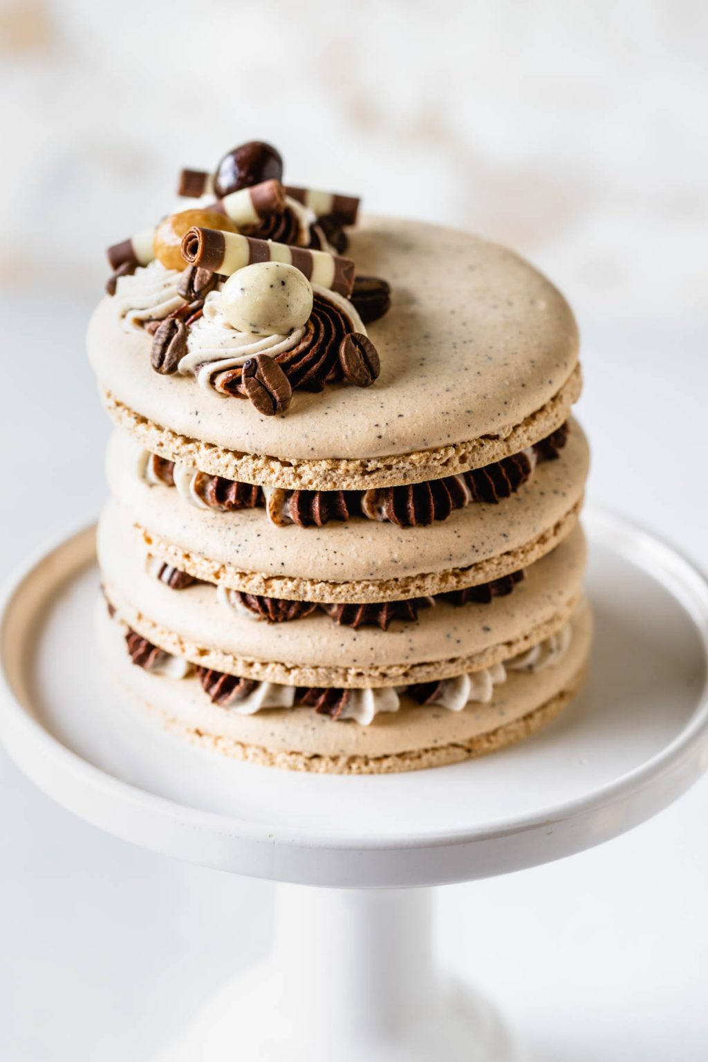 Coffee Macaron Cake - Pies and Tacos