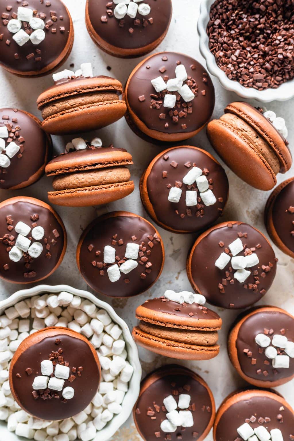 Hot Chocolate Macarons - Pies and Tacos
