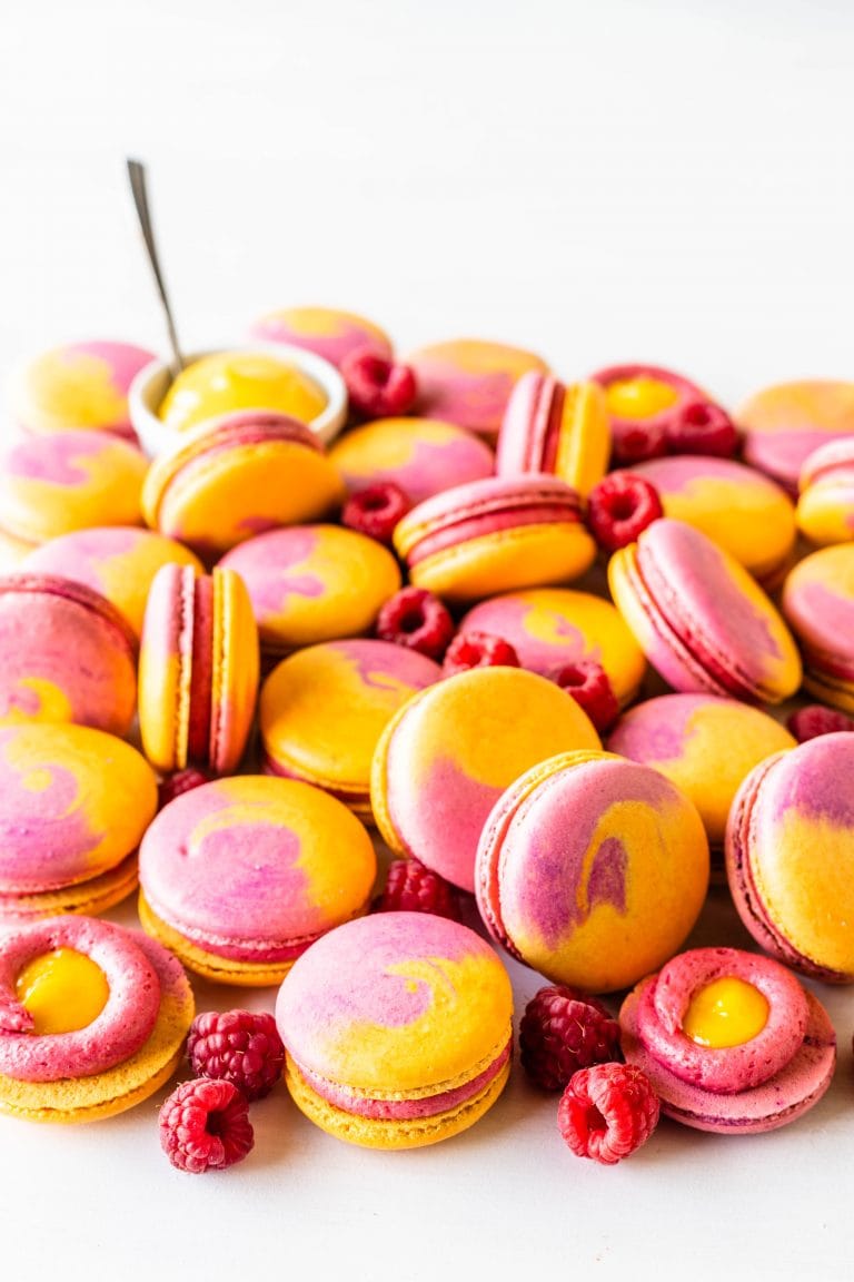 Mango Raspberry Macarons - Pies and Tacos