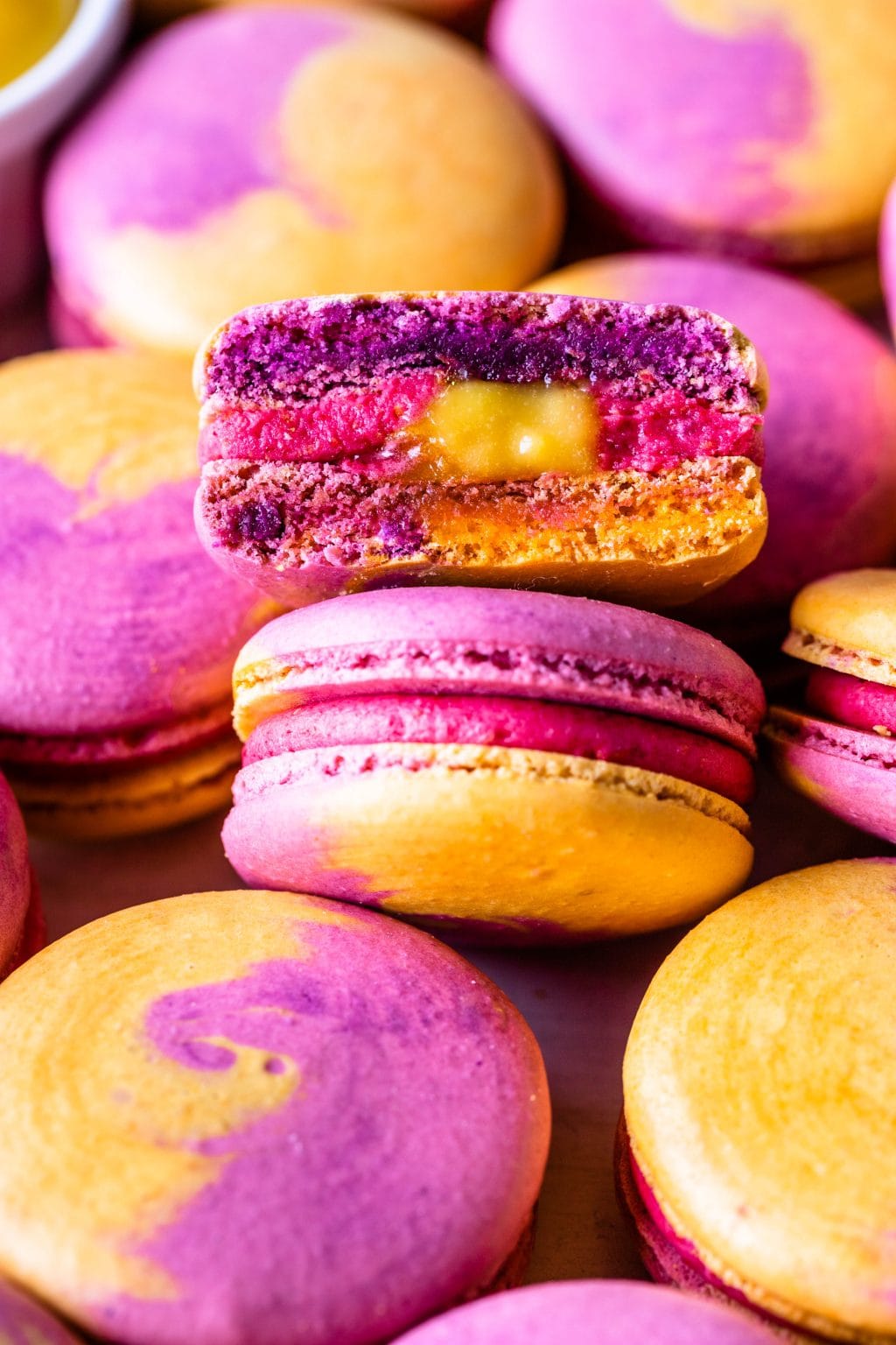 Mango Raspberry Macarons - Pies and Tacos
