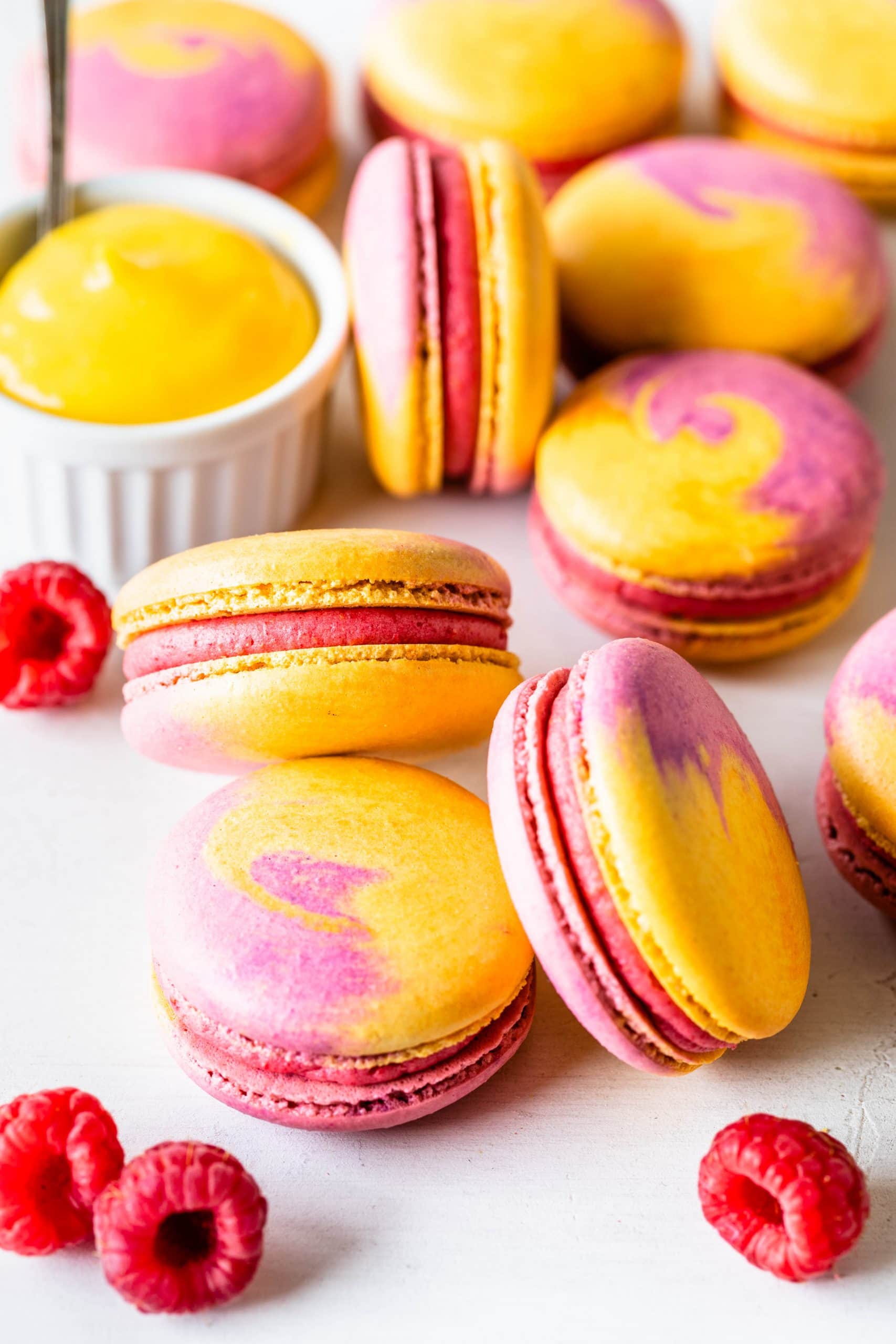 Mango Raspberry Macarons - Pies and Tacos