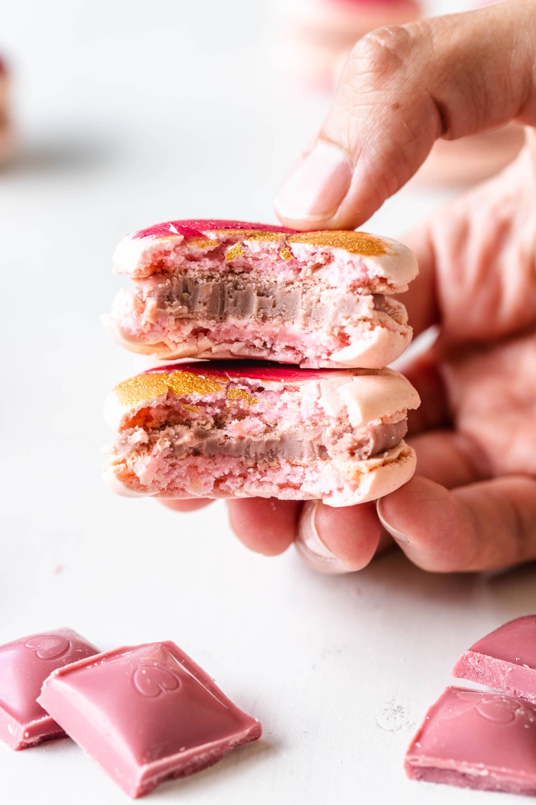 Ruby Chocolate Macarons - Pies and Tacos