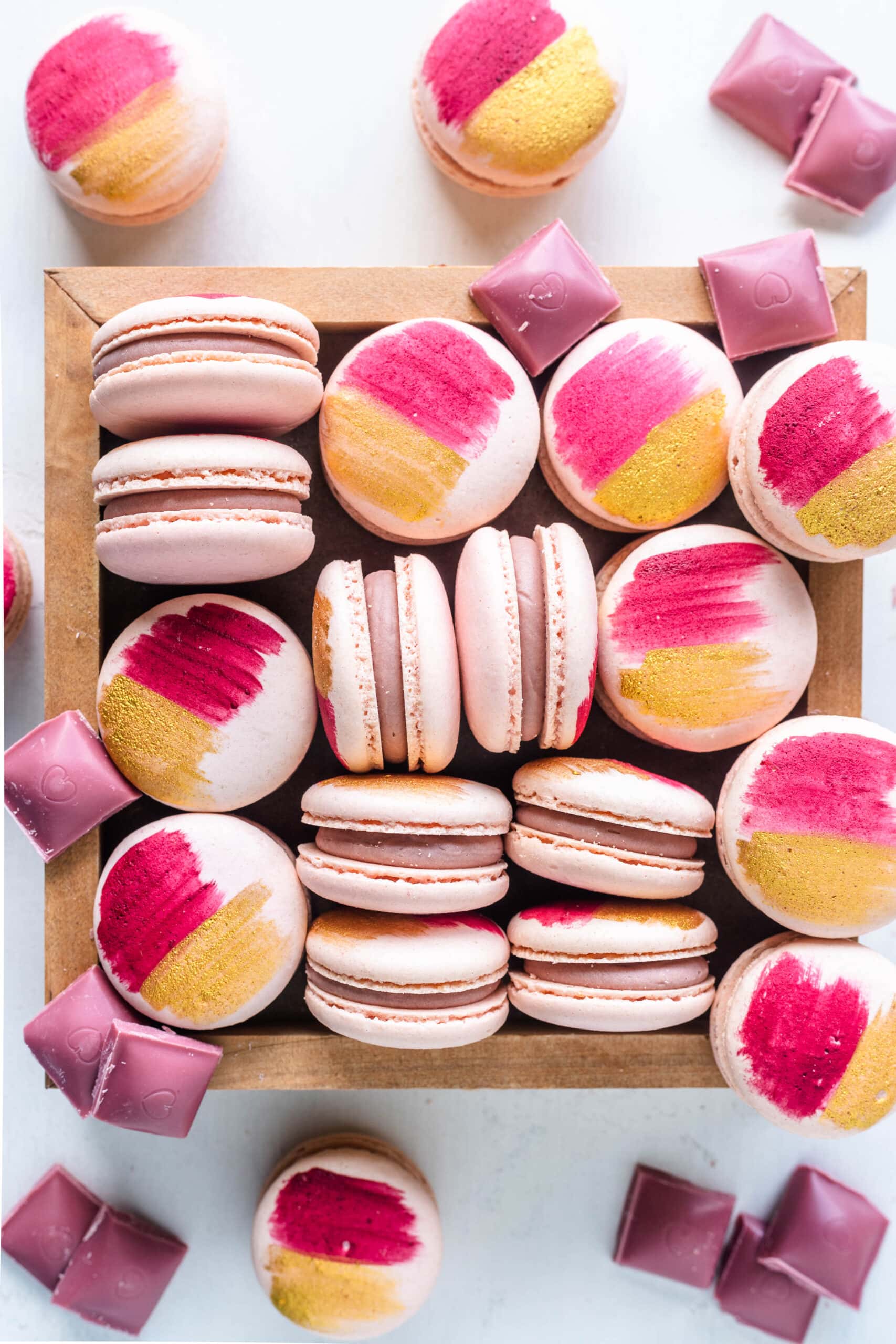 Ruby Chocolate Macarons - Pies and Tacos