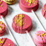Ruby Pistachio Macaron Pops - Pies and Tacos