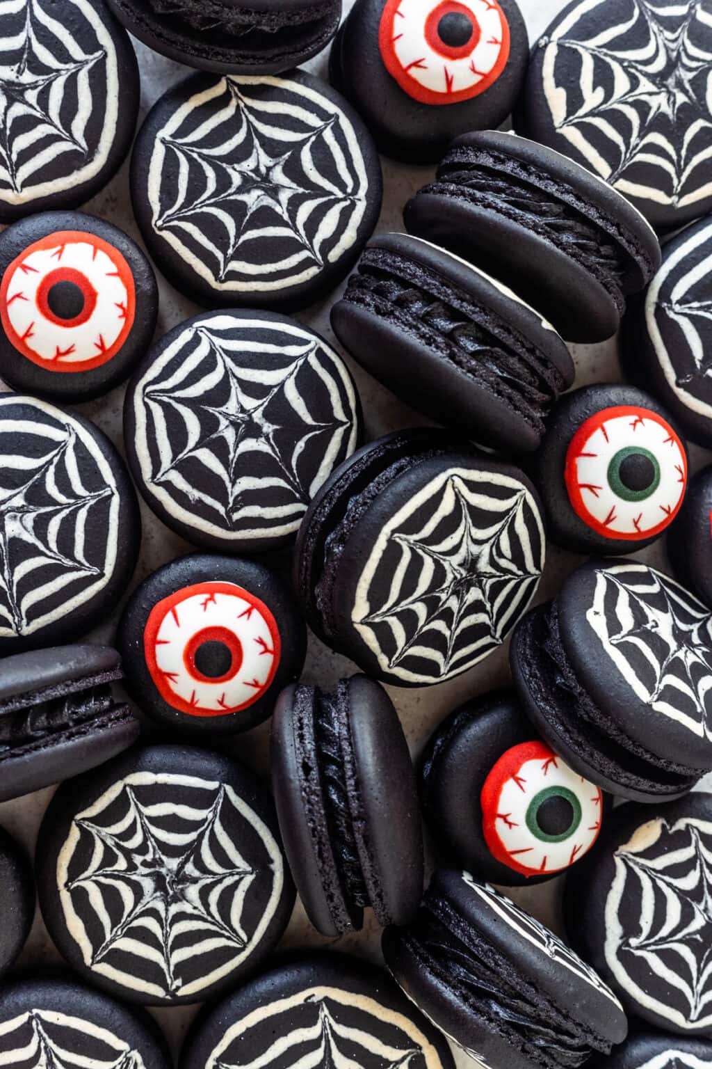 Spider Web Macarons - Pies and Tacos