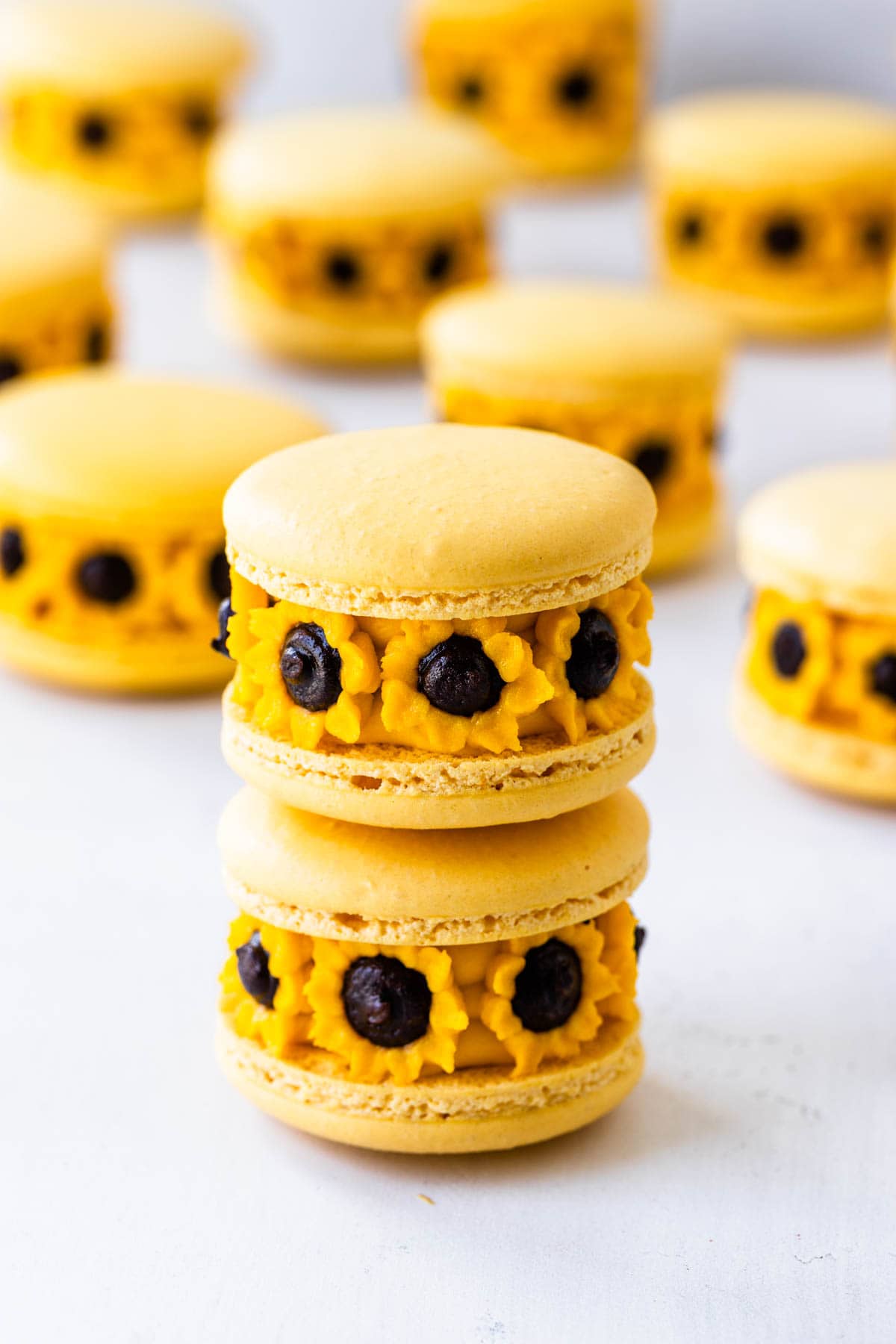 Sunflower Macarons - Pies and Tacos
