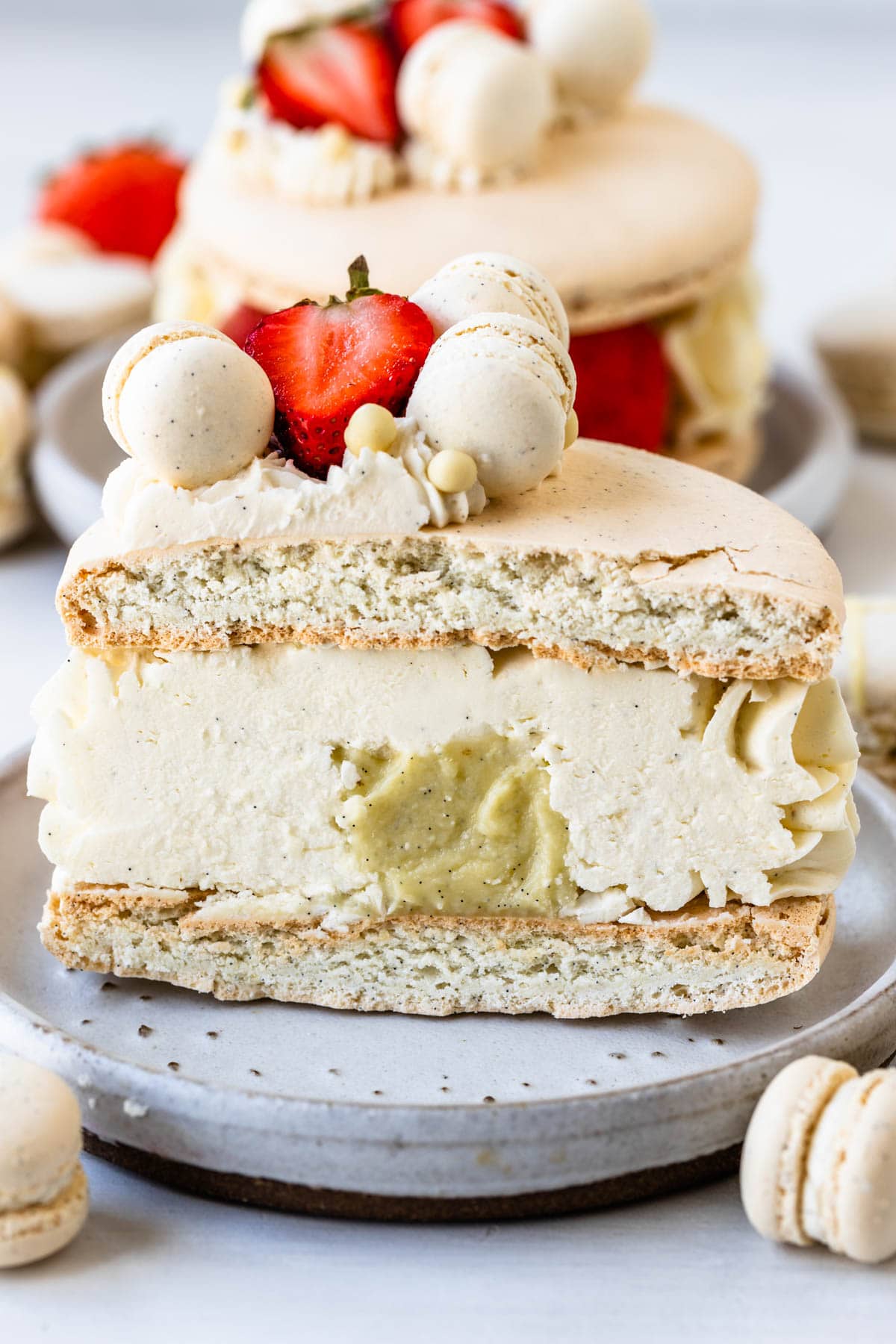 Giant Macaron filled with Vanilla Pastry Cream and Swiss Meringue ...