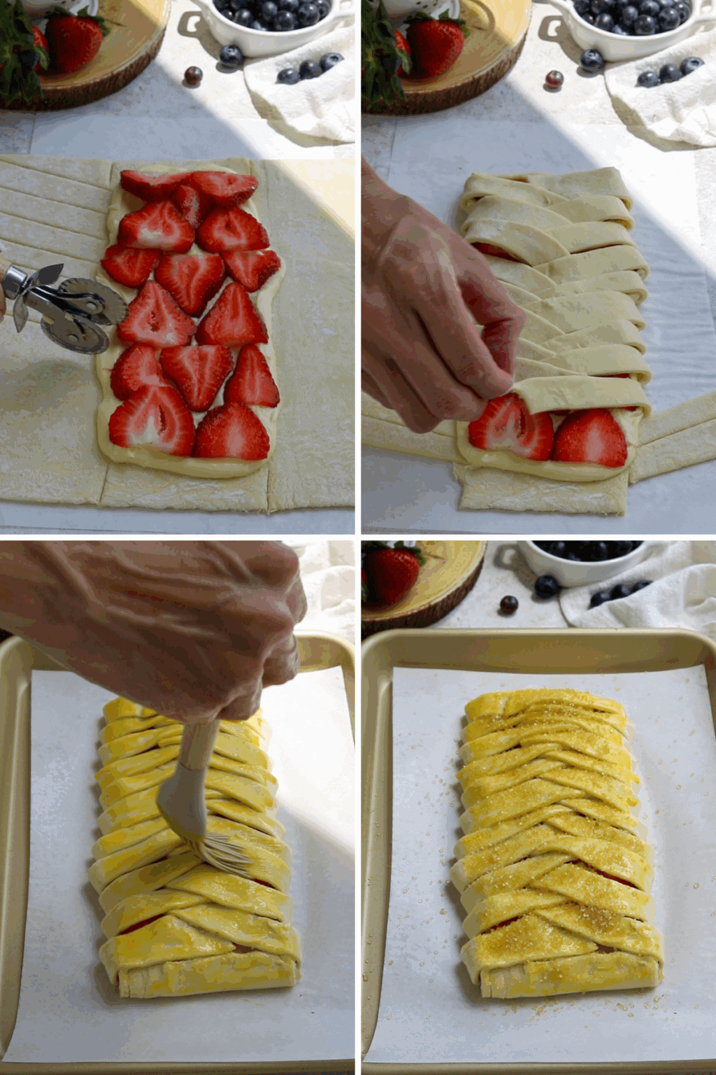 Strawberry Puff Pastry Braid - Pies and Tacos