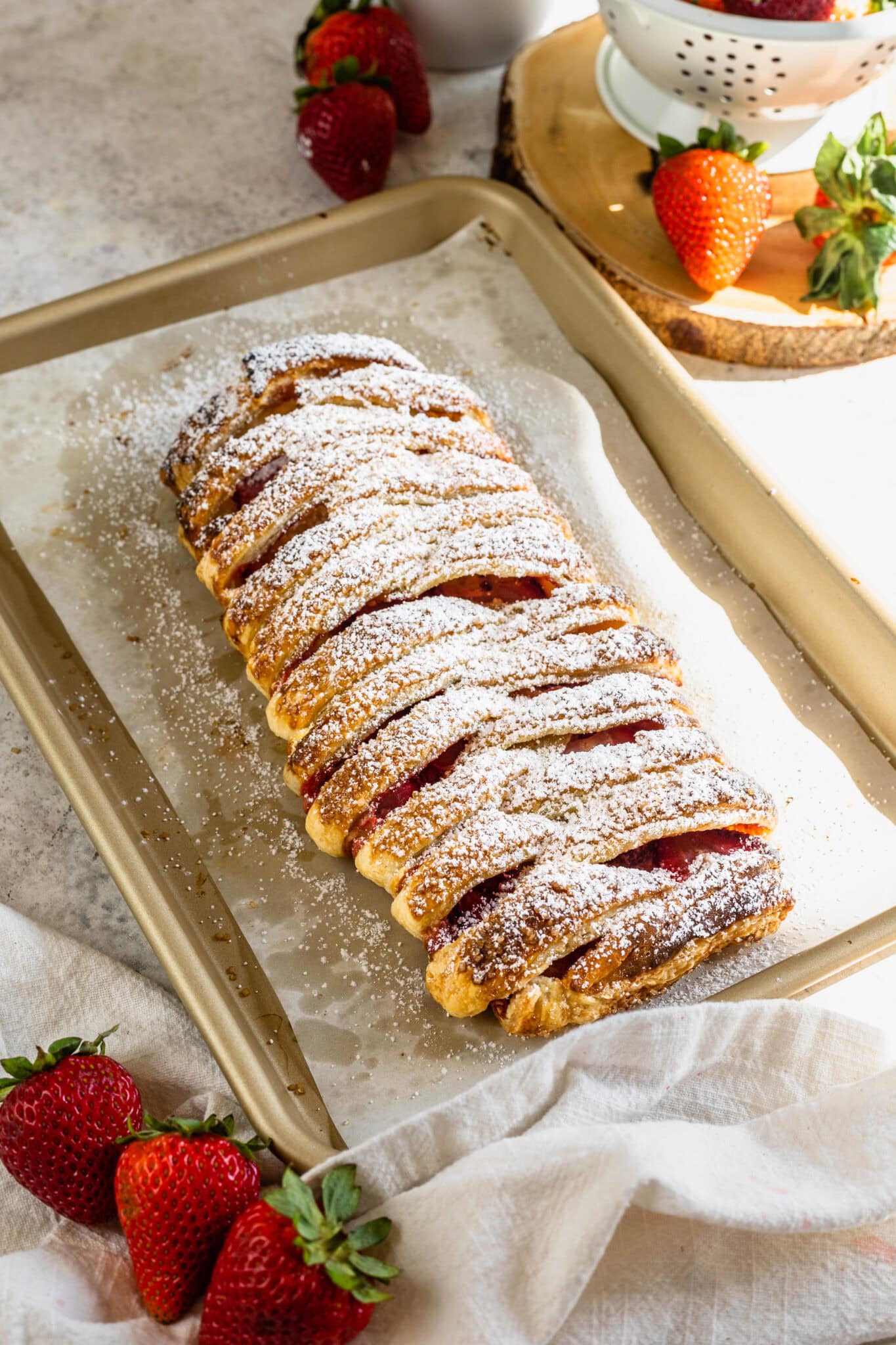 Strawberry Puff Pastry Braid - Pies and Tacos