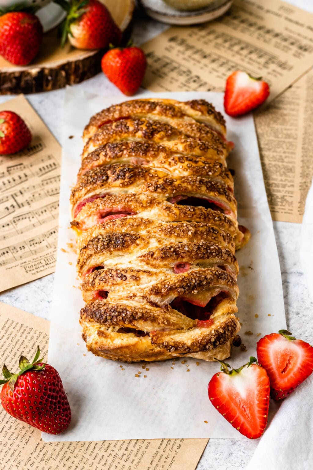 Strawberry Puff Pastry Braid - Pies and Tacos